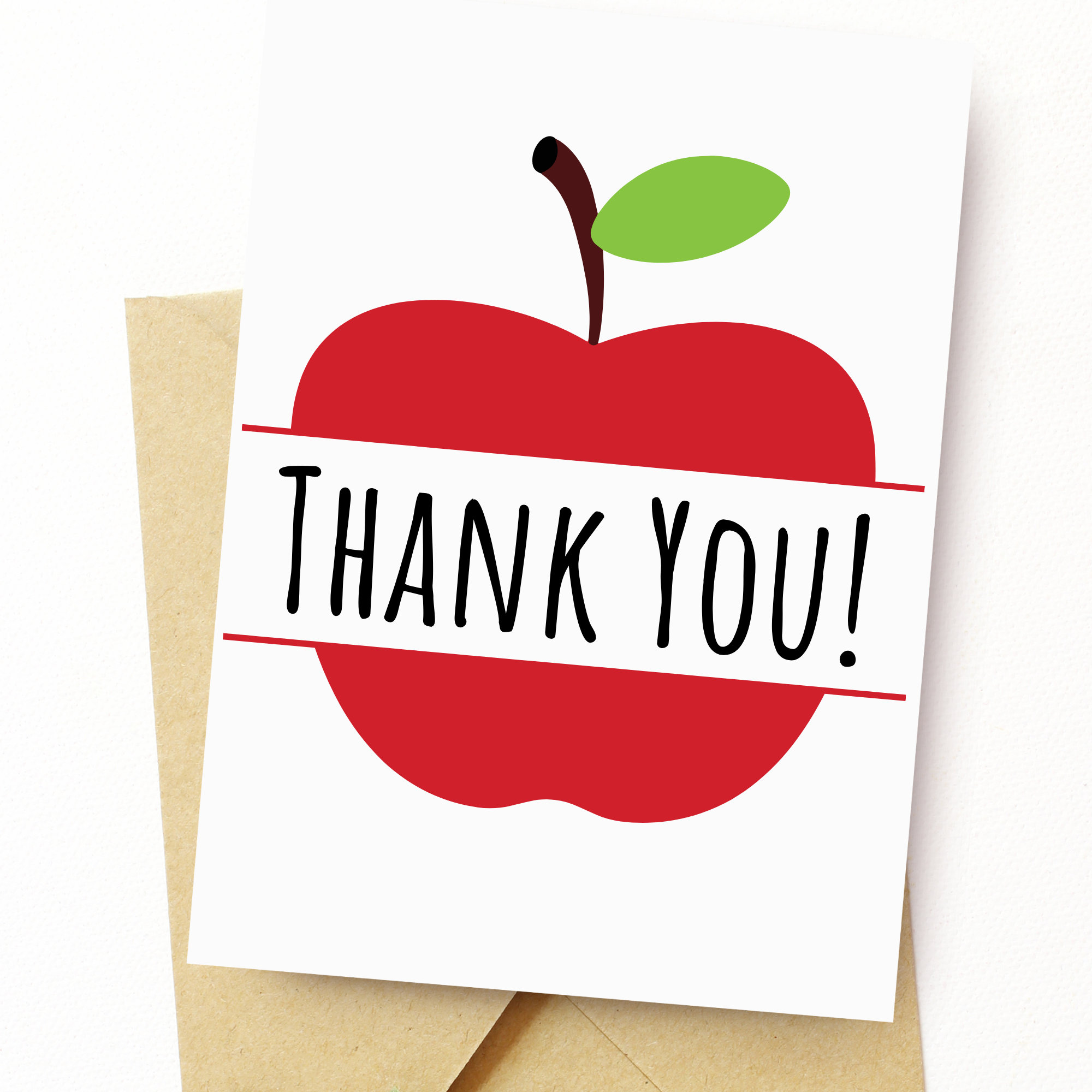 Printable Thank You Apple Card for Teacher, End of Year Teacher Gift ...