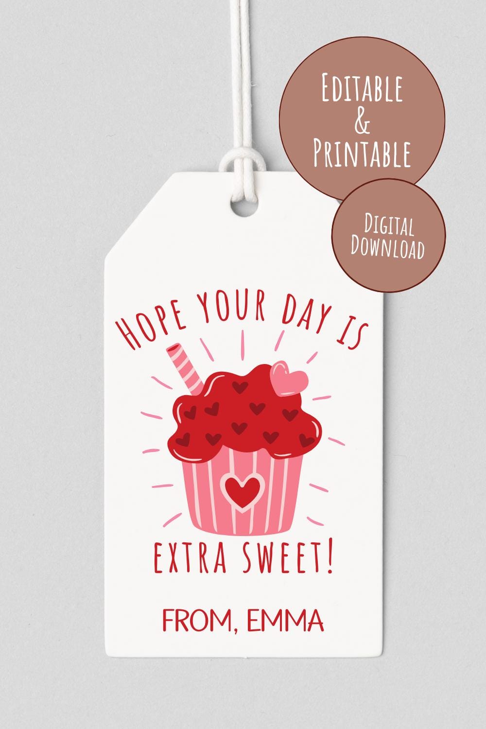 Editable Valentines Day Gift Tags for Students Printable Classroom ...