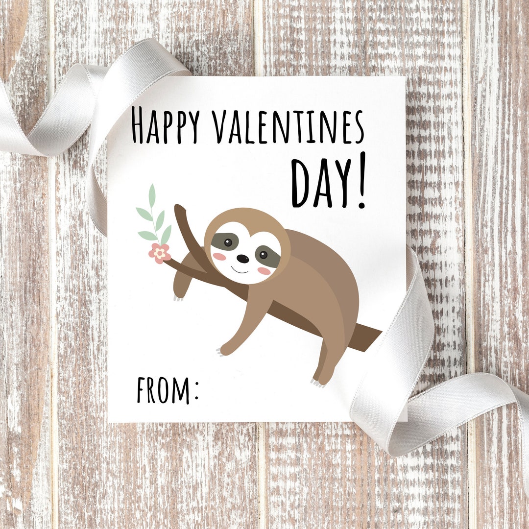 Buy Printable Valentines Day Cards for Kids Sloth Classroom Valentines ...