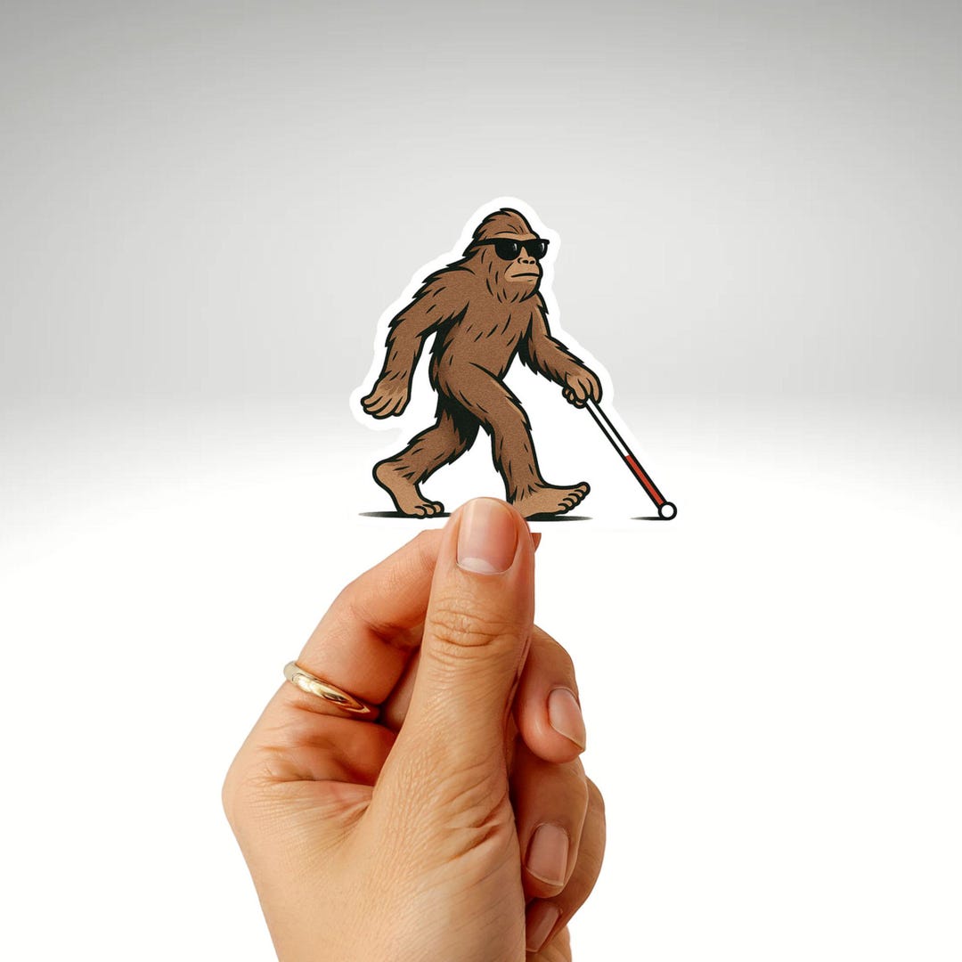 White Cane Awareness Bigfoot Sticker, Orientation and Mobility ...