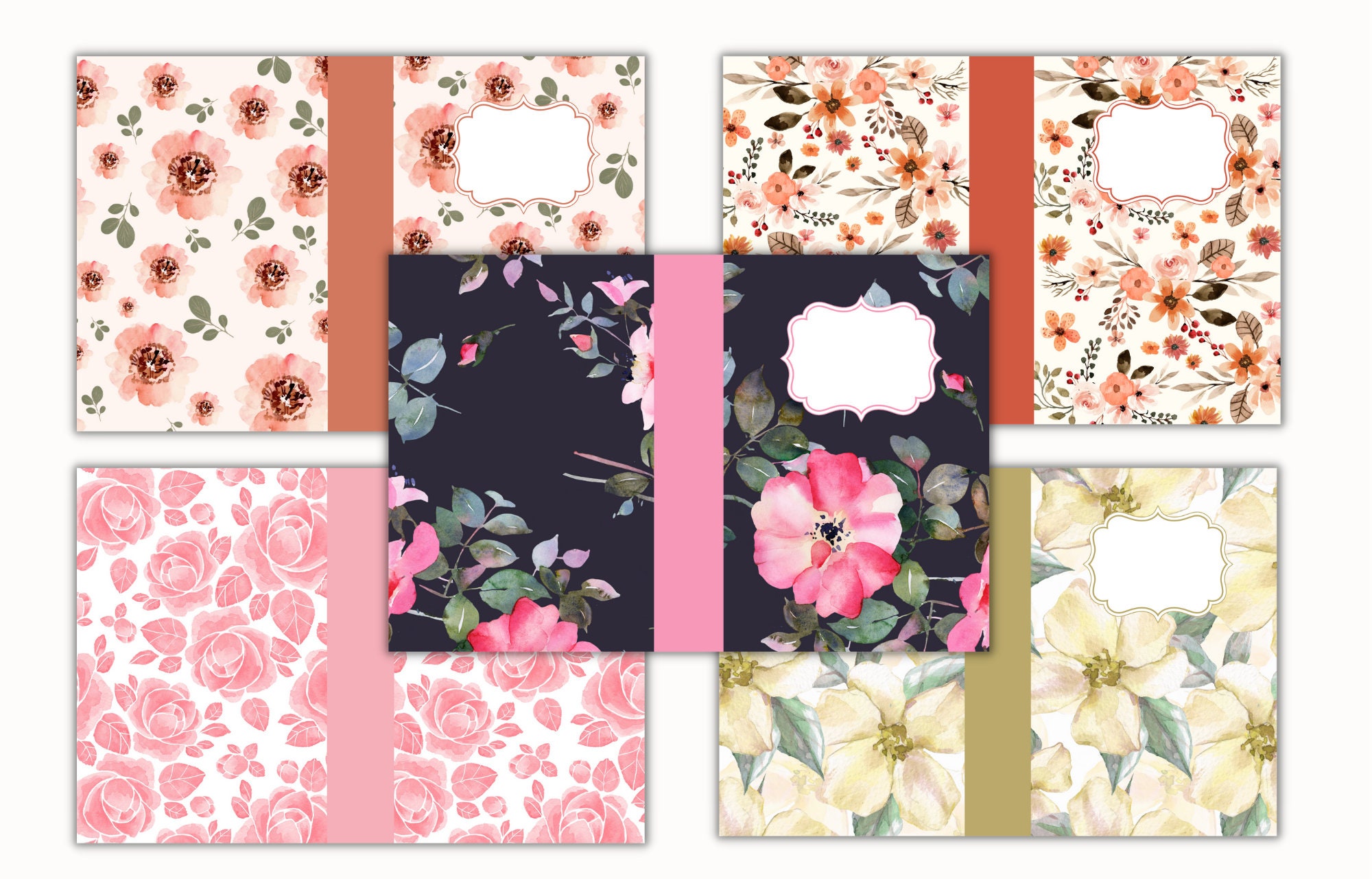 34 KDP Floral Book Covers, Flower Pattern Notebook Covers, 4 KDP ...