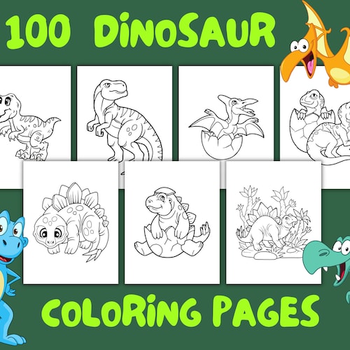 Dinosaur Coloring Pages 100 Printable Dinosaur Coloring Pages - Etsy