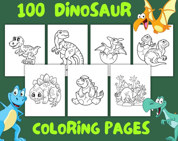 Dinosaur Coloring Pages 100 Printable Dinosaur Coloring Pages - Etsy