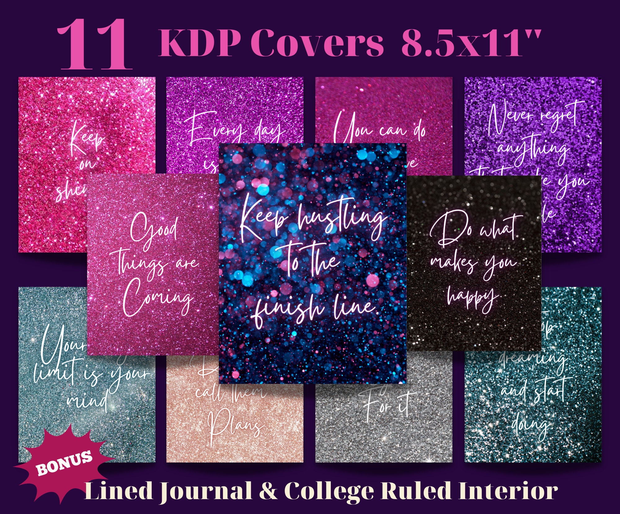 11 KDP Book Covers, Glitter Covers, Inspirational Quotes, Motivational ...