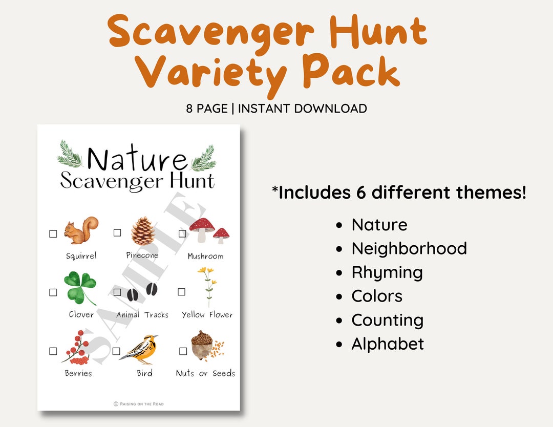 Scavenger Hunt Variety Pack - 6 Different Themes, Nature Activity ...