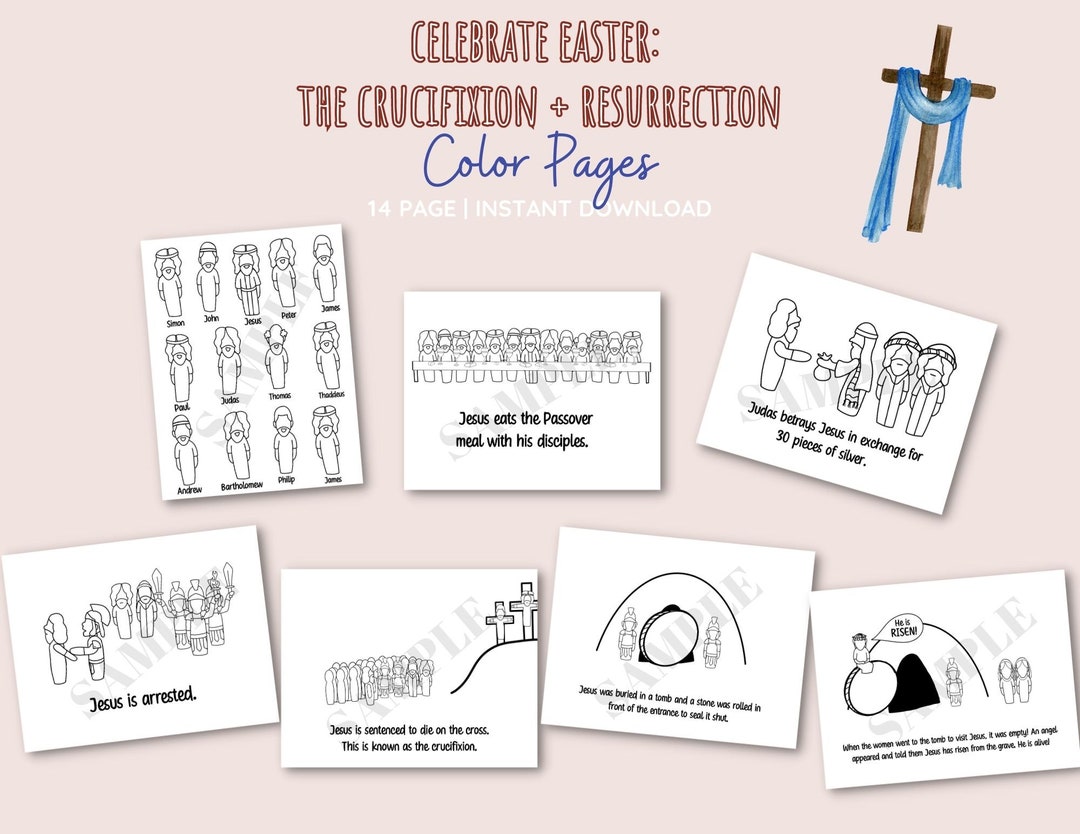 Easter Story Coloring Sheets, Crucifixion and Resurrection for Kids ...