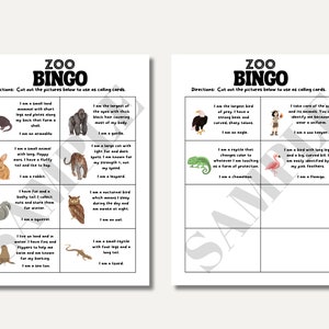 Zoo Bingo - 10 Unique Game Cards, Animal Bingo, Zoo Activity ...