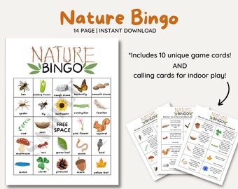Nature Bingo 20 Unique Game Cards Printable Games - Etsy