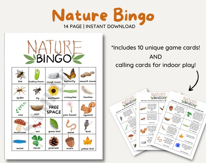 Nature Bingo 20 Unique Game Cards Printable Games - Etsy