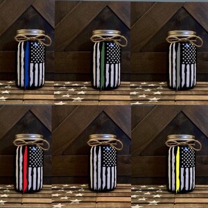 Custom American Flag Mason Jar Design W/ First Responder Line - Etsy