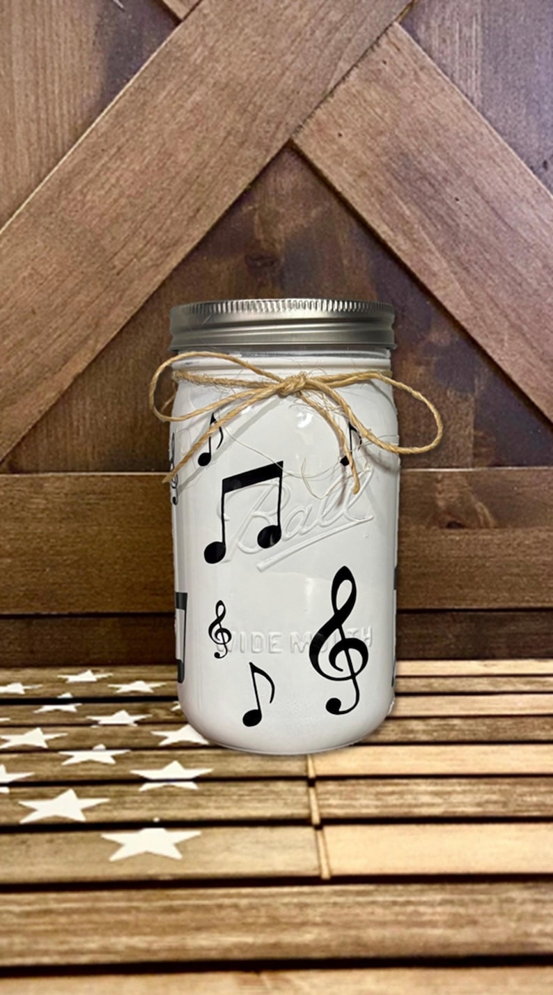 Custom Music Note Mason Jar Decor ~ 3 Music Note Decals ~ Country, Rock ...