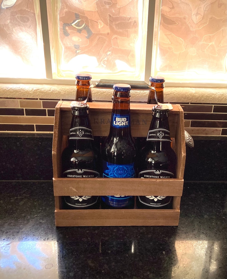 Hand-crafted Wooden Bottle Caddy 6 Pack Beer Carrier With - Etsy