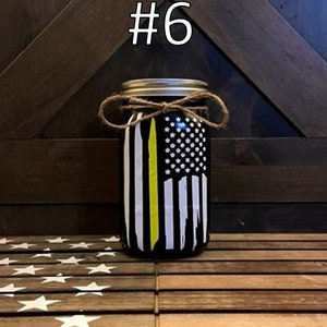 Custom American Flag Mason Jar Design W/ First Responder Line ~ Police ...