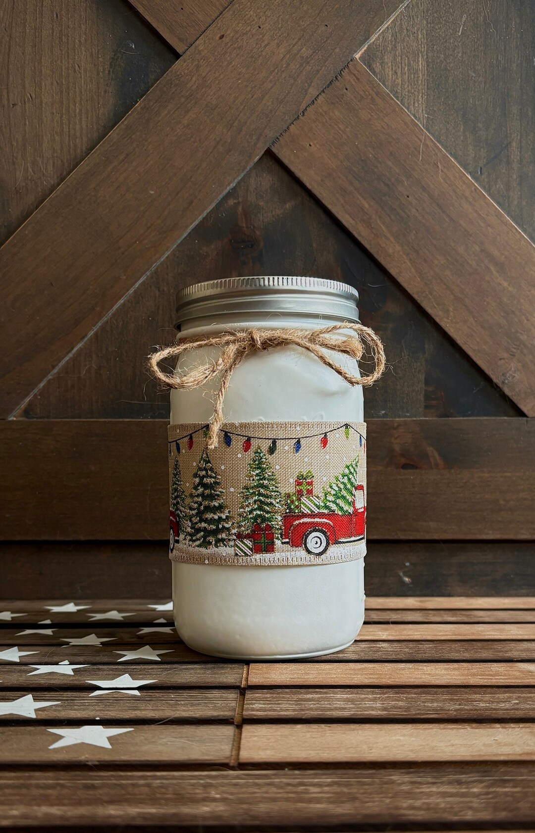 Custom Rustic Christmas Truck Mason Jar Decor ~ Winter ~ Christmas Tree ...