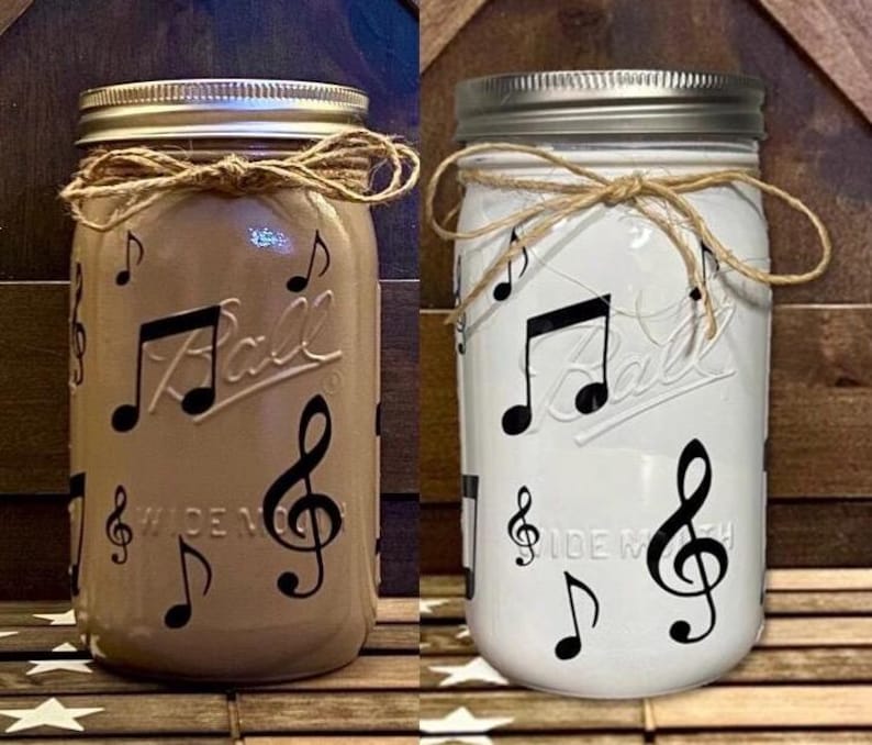 Custom Music Note Mason Jar Decor ~ 3 Music Note Decals ~ Country, Rock ...