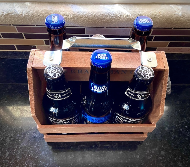 Hand-crafted Wooden Bottle Caddy 6 Pack Beer Carrier With - Etsy