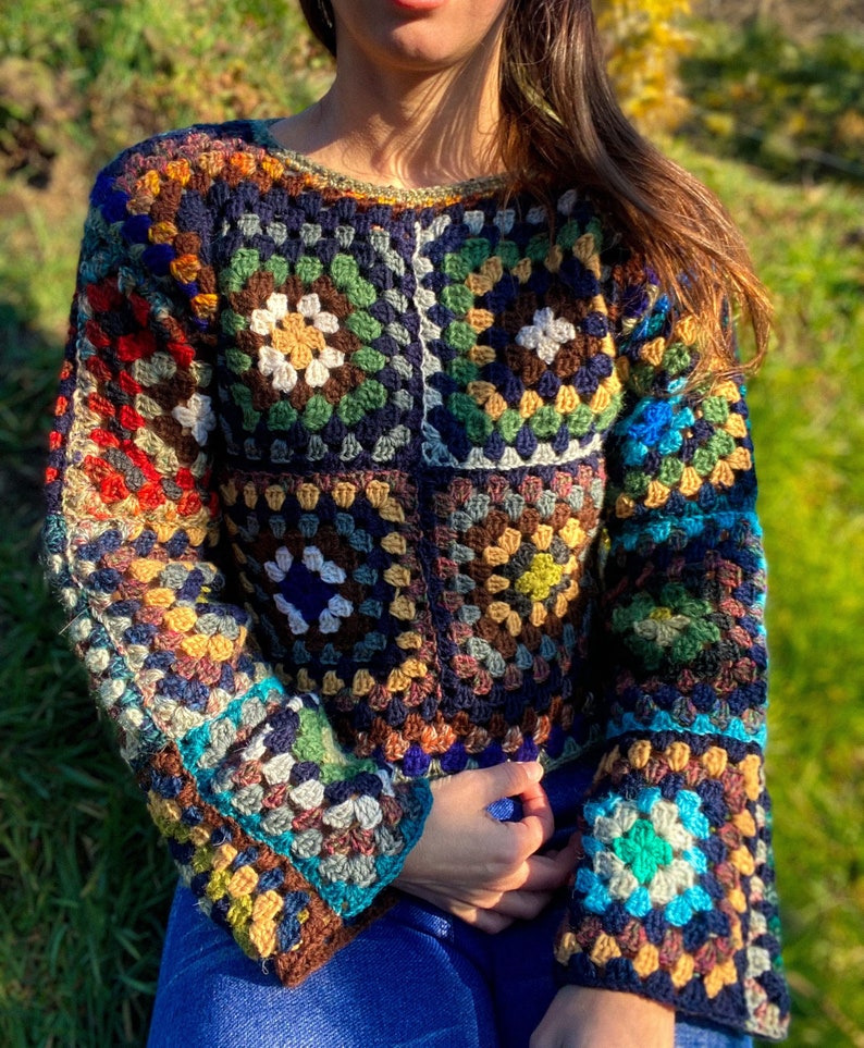 Granny Squares Sweater - Crochet Pattern | Granny Square Pullover ...