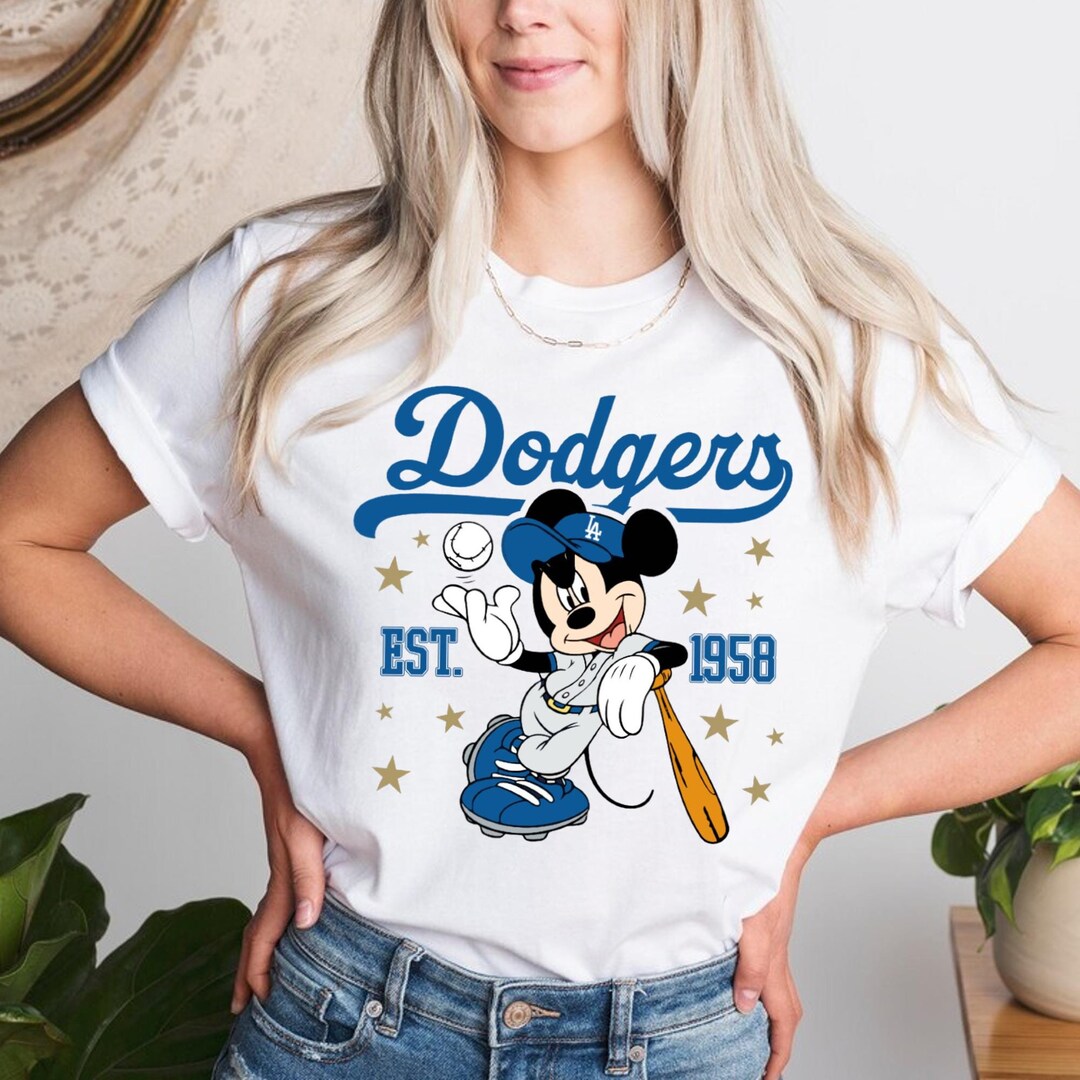 Mickey Mouse Dodgers 1958 Baseball Shirt,mickey Baseball Shirt,disney ...
