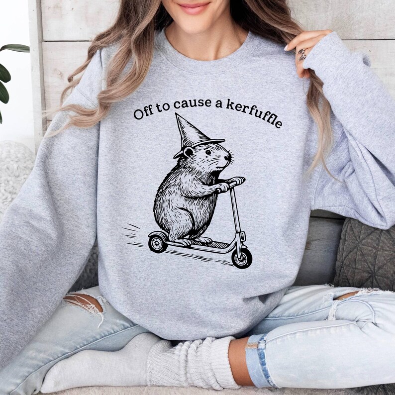 Off to Cause A Kerfuffle Sweatshirt, Funny Groundhog Scooter Sweatshirt ...
