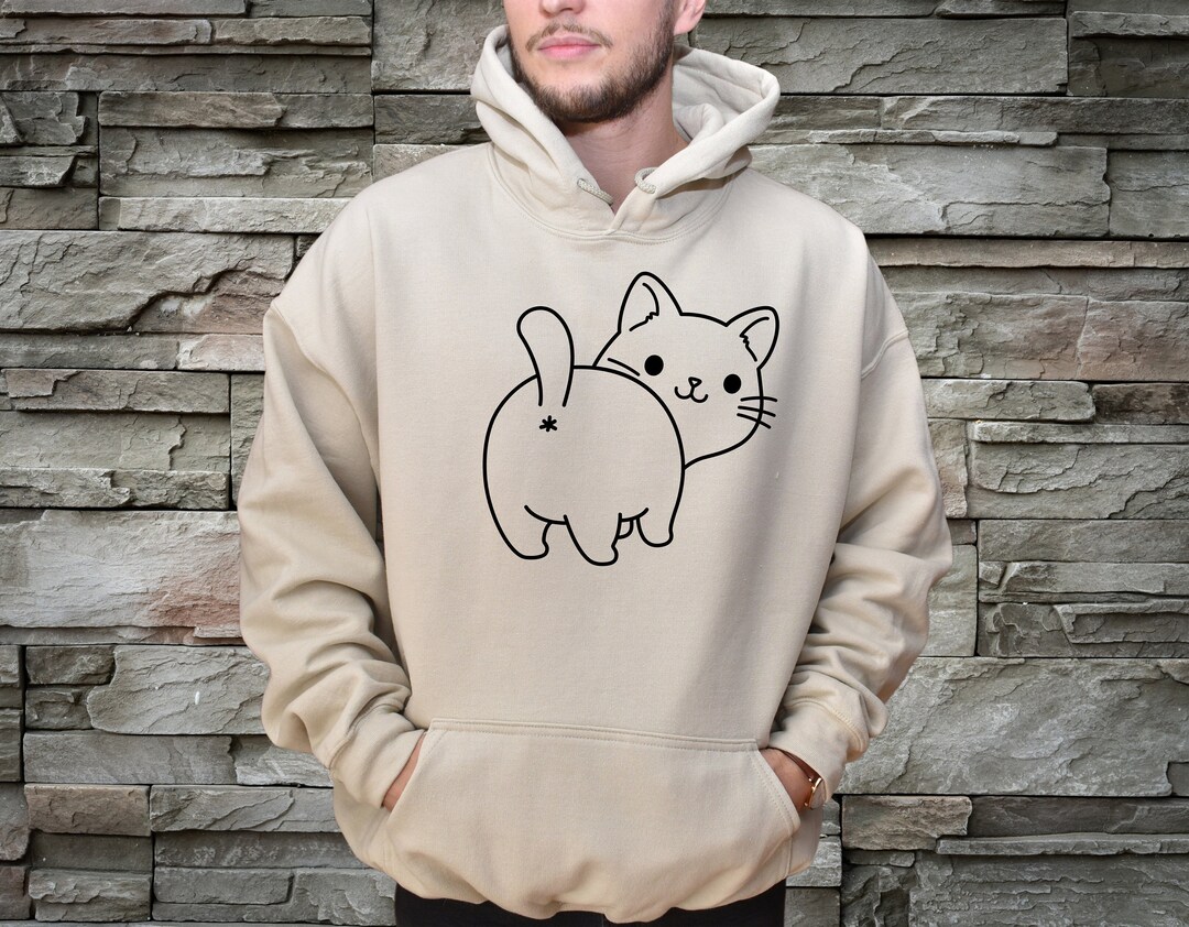 Cat Butt Hoodies, Cat Butt, Kitty Butt Hooded Sweatshirt, Funny Cat ...