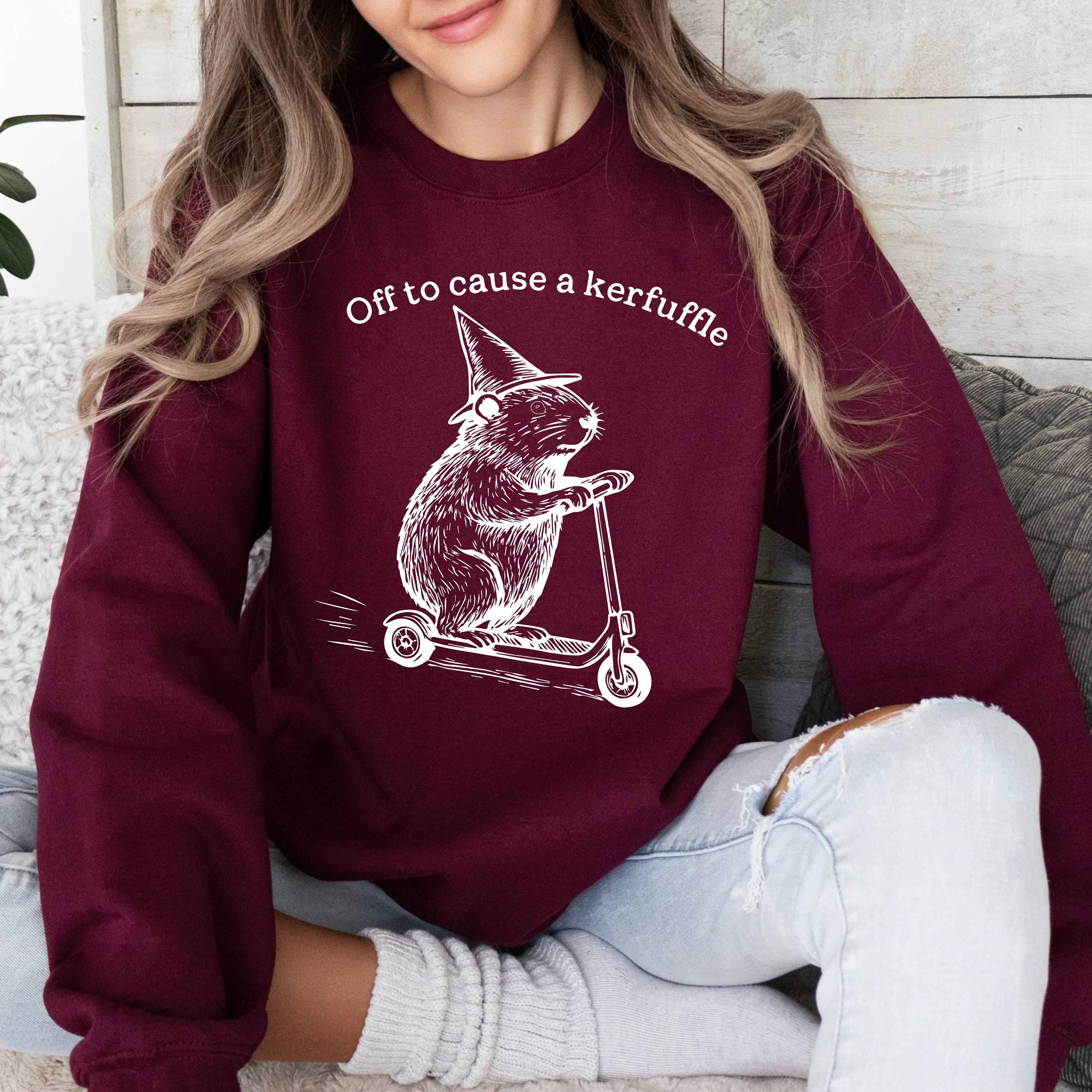 Off to Cause A Kerfuffle Sweatshirt, Funny Groundhog Scooter Sweatshirt ...