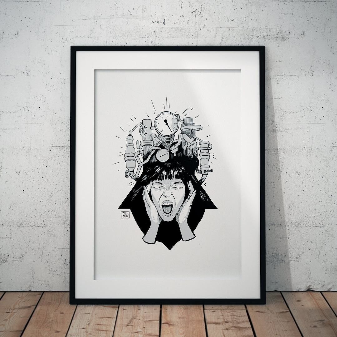 UNDER PRESSURE || Screaming Woman | Surreal Portrait | Ink Drawing ...
