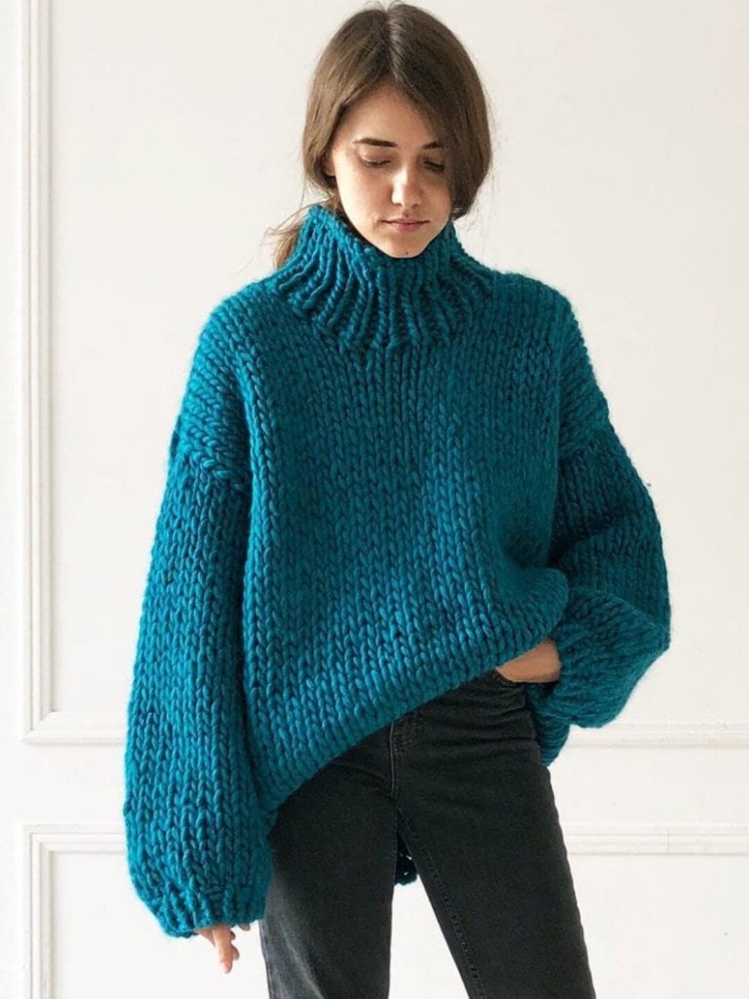 Indian Hand Knit Wool Jumper, Thick Women Pullover, Winter Sweaters ...