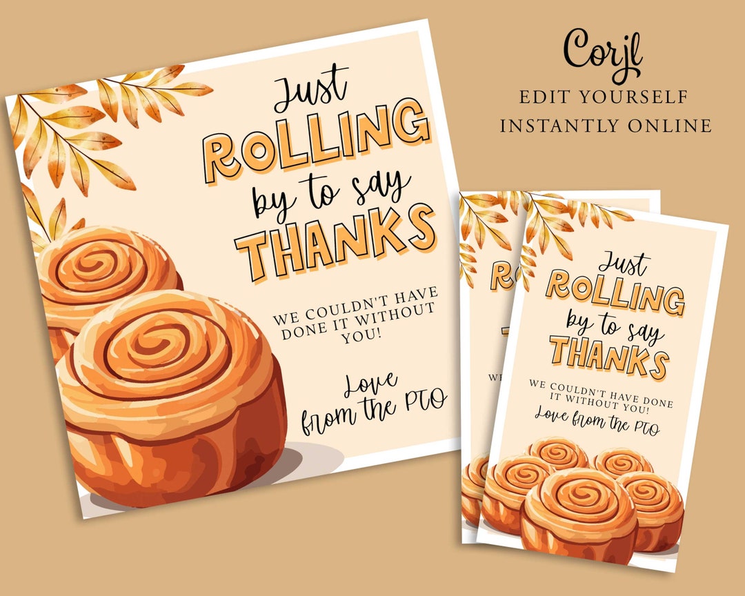 CINNAMON Roll Appreciation Gift Tag, Teacher, Friends, Mothers Day ...