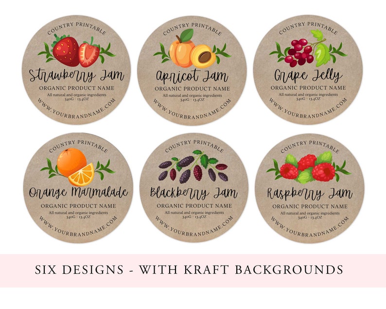 Editable JAM Labels, Round Kraft Label, Jam Label Printable, Mason Jar ...
