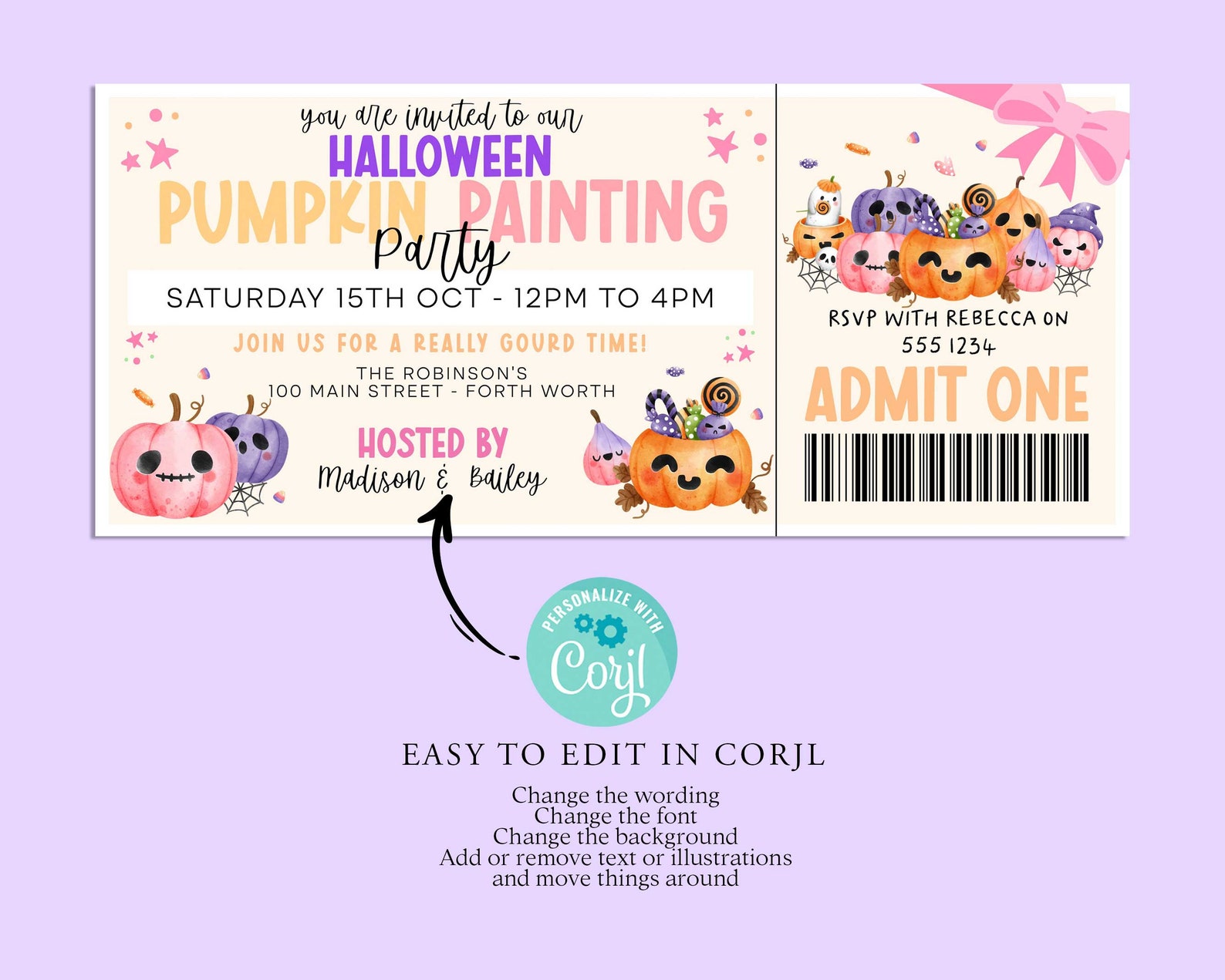 HALLOWEEN Pumpkin Painting Party Flyer Editable Template, Spooky, Trick ...