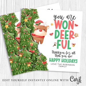 CHRISTMAS Appreciation Gift Tag, Teacher, Friends, Thankyou Card, Pto ...