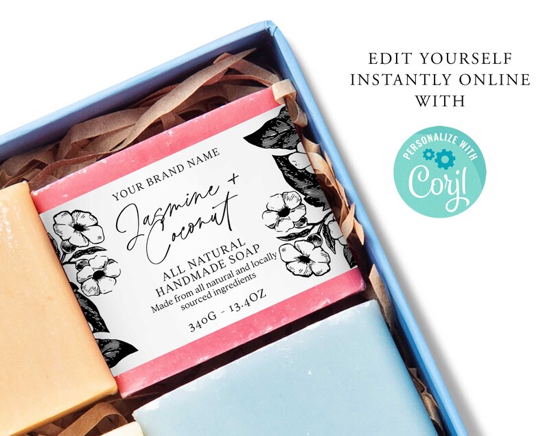 20 X Vintage FLORAL Editable Soap Label, Custom Product, DIY Soap Label ...