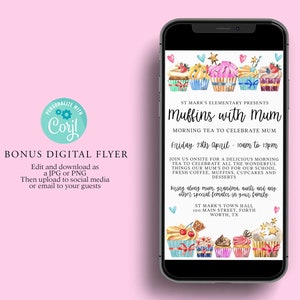 MOTHERS DAY Editable Flyer Template, Bake Sale, Fundraiser, Muffins ...