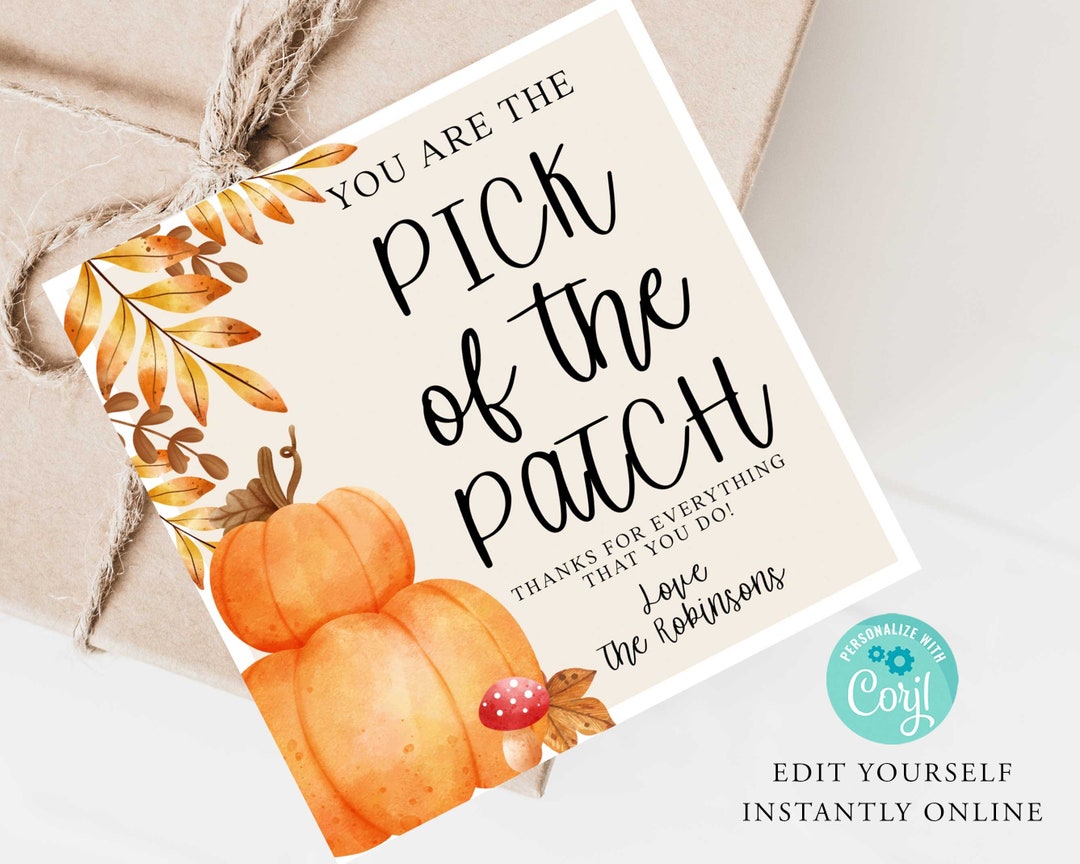 FALL Appreciation Gift Tag, Teacher or Friends, Thanksgiving, Pumpkin ...