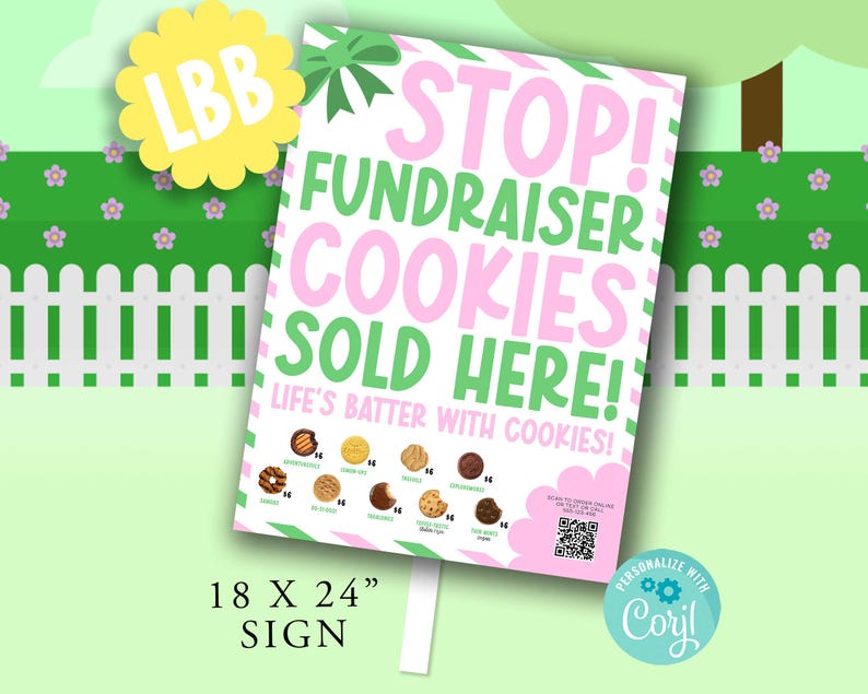 2026 Updared - LBB TROOP Cookie Yard Sign, Price List 2025, Cookie Menu ...