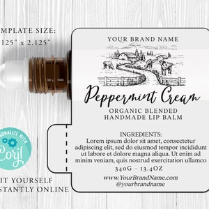 KRAFT Editable FARMHOUSE Lip Balm Label, Chapstick Tube Label, Vintage ...