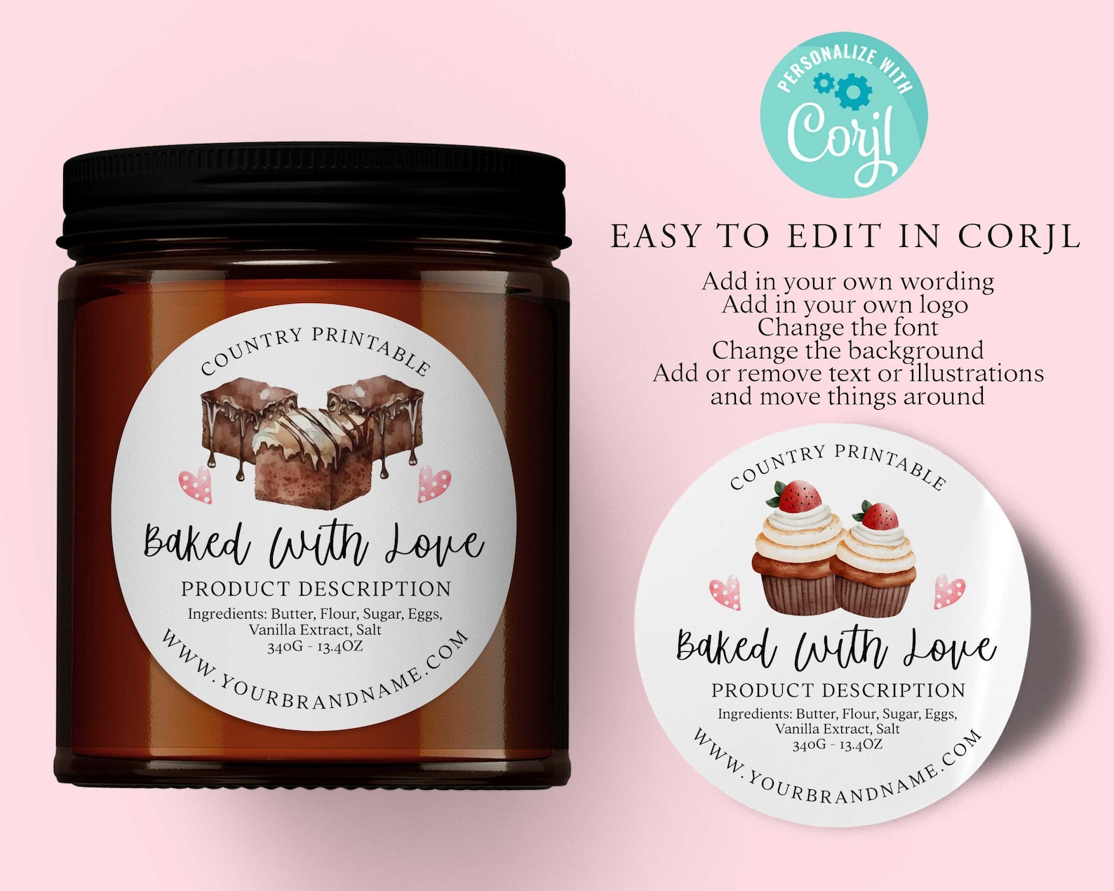 SWEETS Round Editable Product Sticker, BAKING Custom Product Label, 3 ...