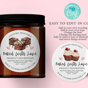 SWEETS Round Editable Product Sticker, BAKING Custom Product Label, 3 ...
