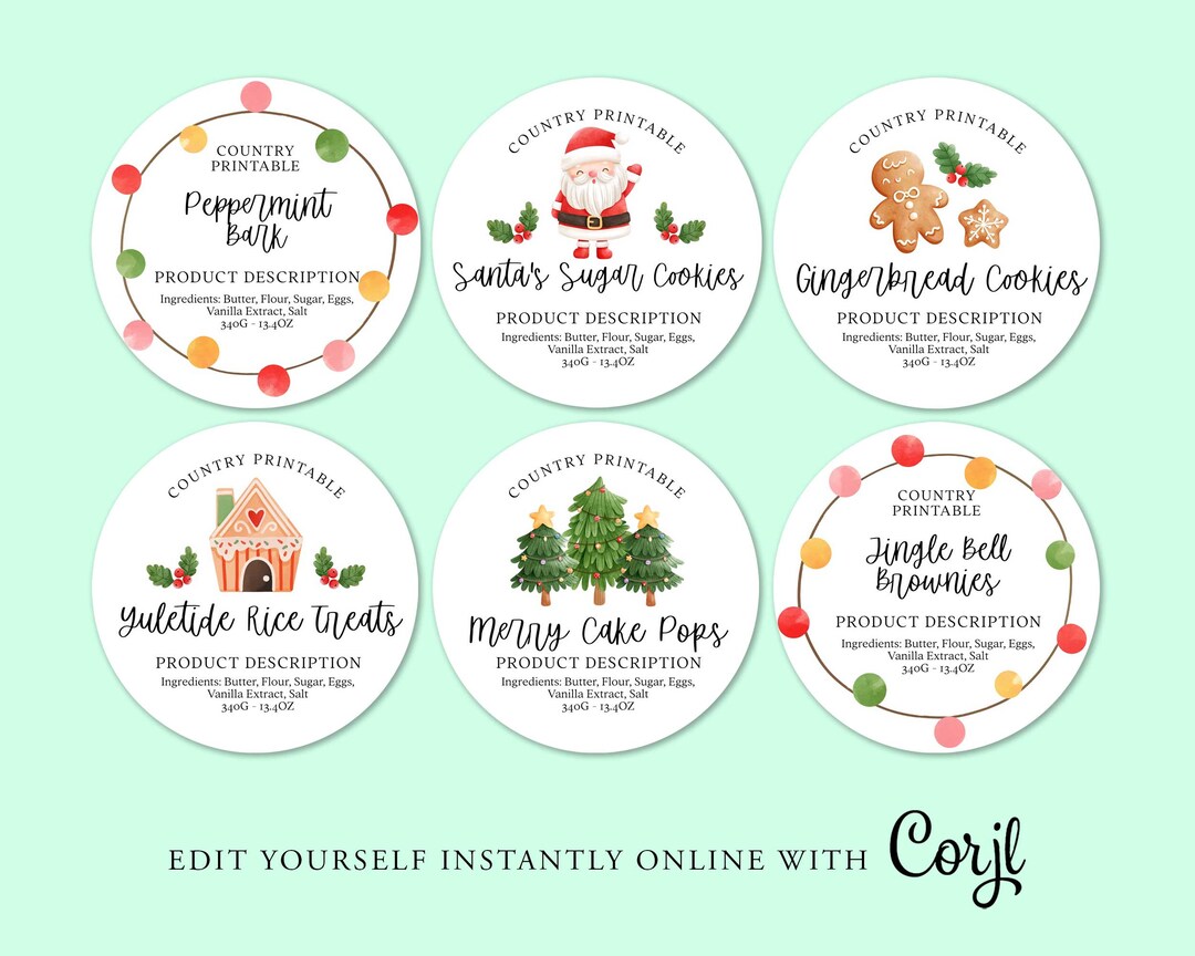 Editable CHRISTMAS Round Labels, Round Kraft Label, Baking Label ...