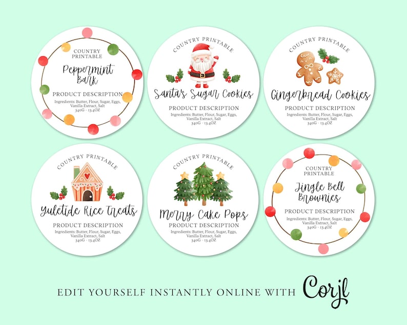 Editable CHRISTMAS Round Labels, Round Kraft Label, Baking Label ...