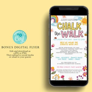 CHALK the WALK Flyer, Printable PTA Flyer, School Breakfast Parent ...
