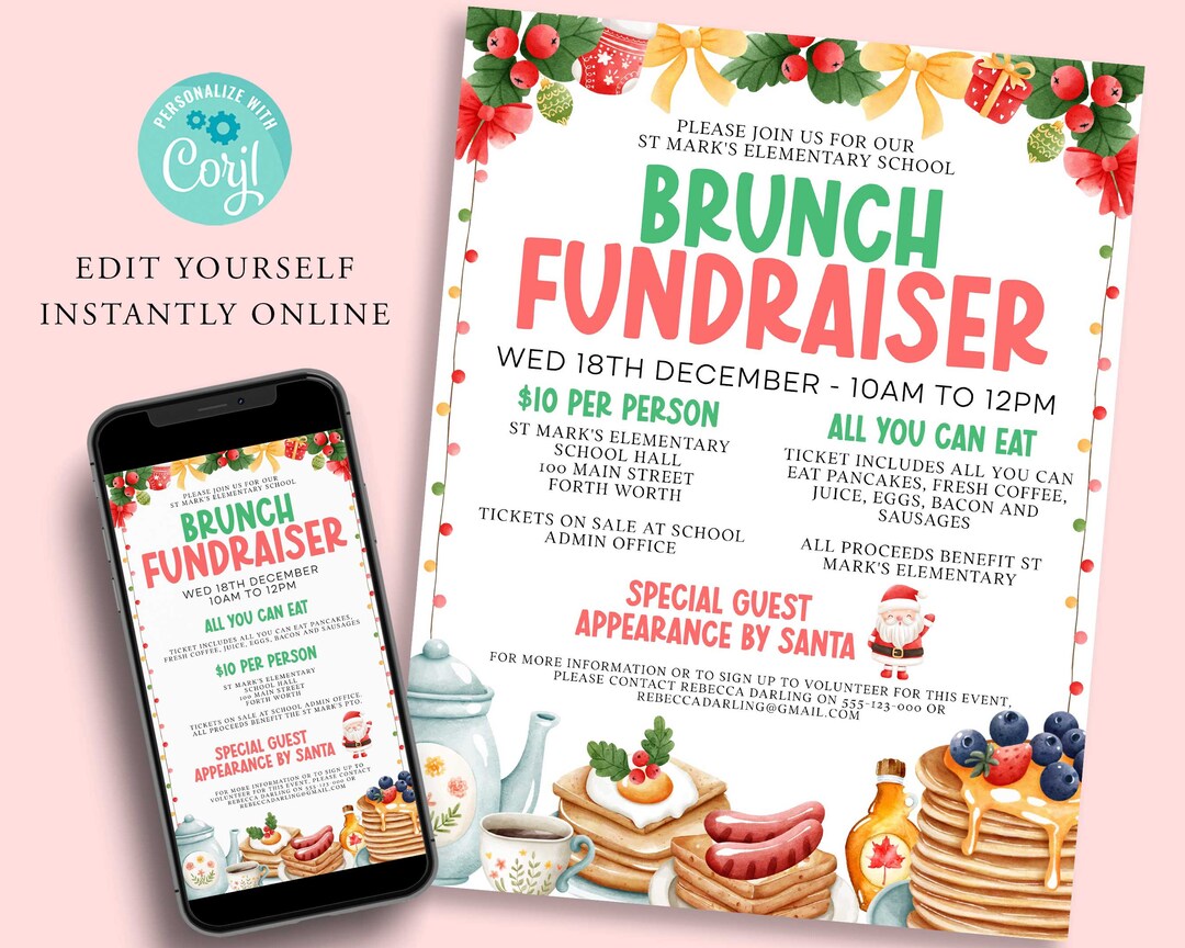 CHRISTMAS Breakfast Flyer, Printable PTA Flyer, School Breakfast ...