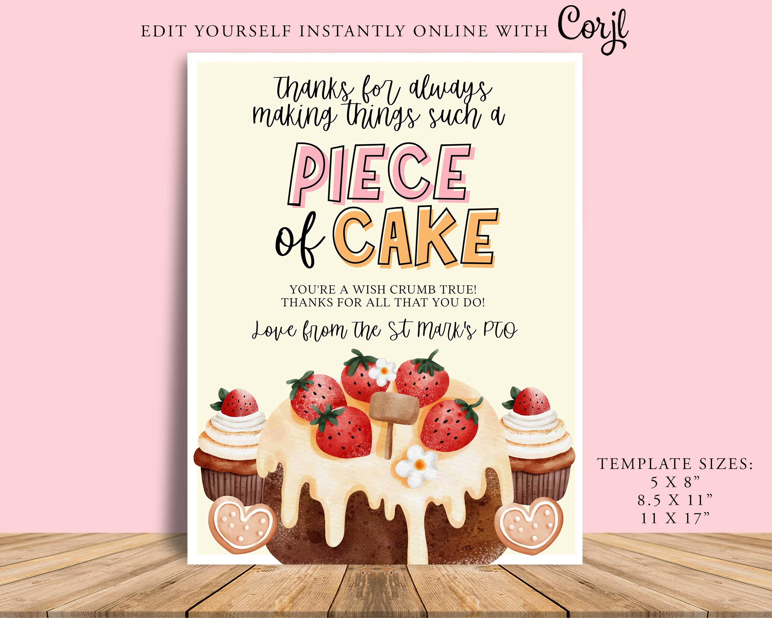 CAKE Appreciation Sign, Teacher Staff Nurse Volunteer Appreciation ...