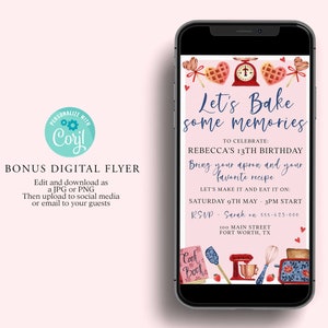 Editable BAKING PARTY Flyer Template, DIY Market Sale, Cooking Invite ...