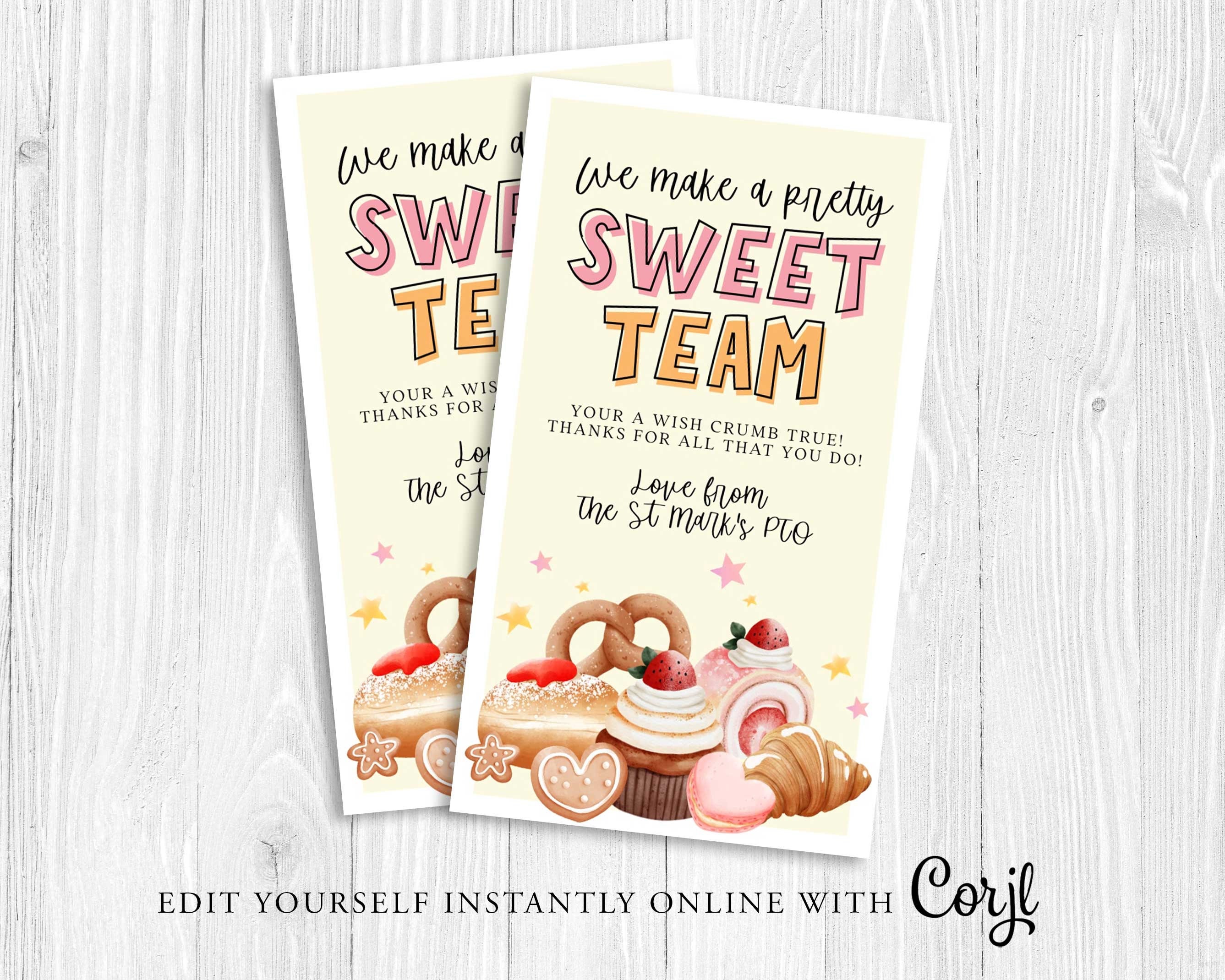 SWEETS Appreciation Gift Tag, Teacher, Friends, Mothers Day, Valentine ...
