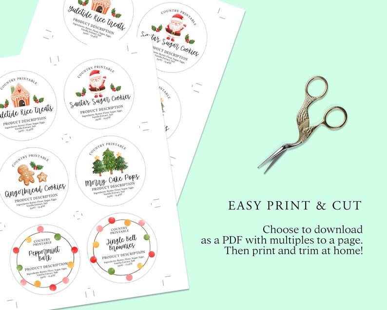 Editable CHRISTMAS Round Labels, Round Kraft Label, Baking Label ...