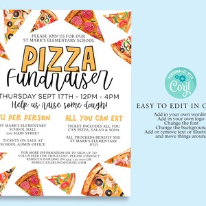 PIZZA Fundraiser Editable Flyer Template, Teacher Appreciation, PTO ...
