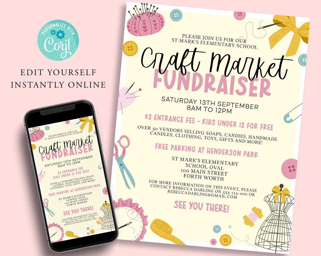 Editable CRAFT MARKET Flyer Template, DIY Market, Event Poster ...