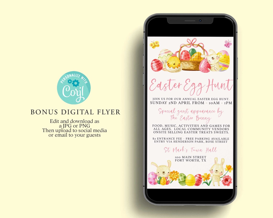 Editable EGG HUNT Flyer Template, EASTER Flyer, Diy Flyer, Spring ...