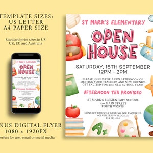 SCHOOL Open House Flyer, Editable, Meet the Teacher, Family Newsletter ...